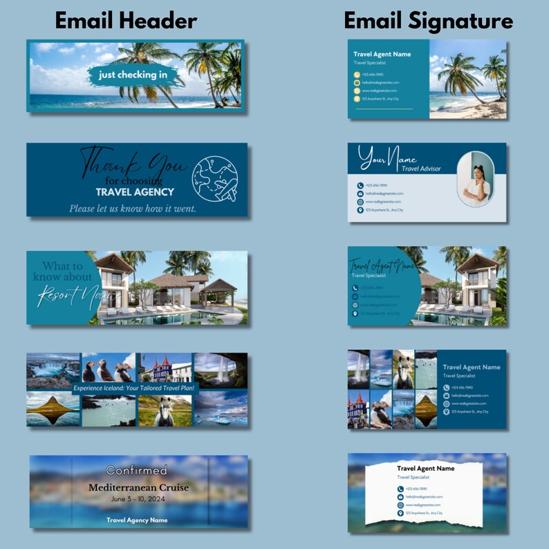 Travel Agent Email Header Banners, Matching Email Signature Canva ...
