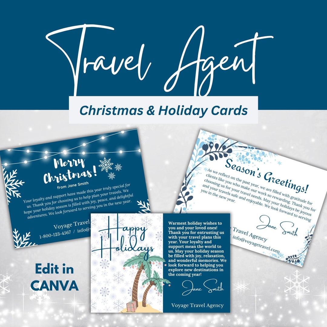 Travel Agent Christmas and Holiday Season Cards, Client Thank You Cards ...