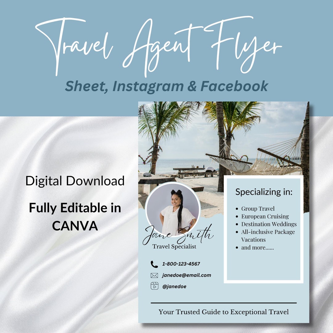 Travel Agent Introduction Flyer Template, Travel Agency Instagram and ...