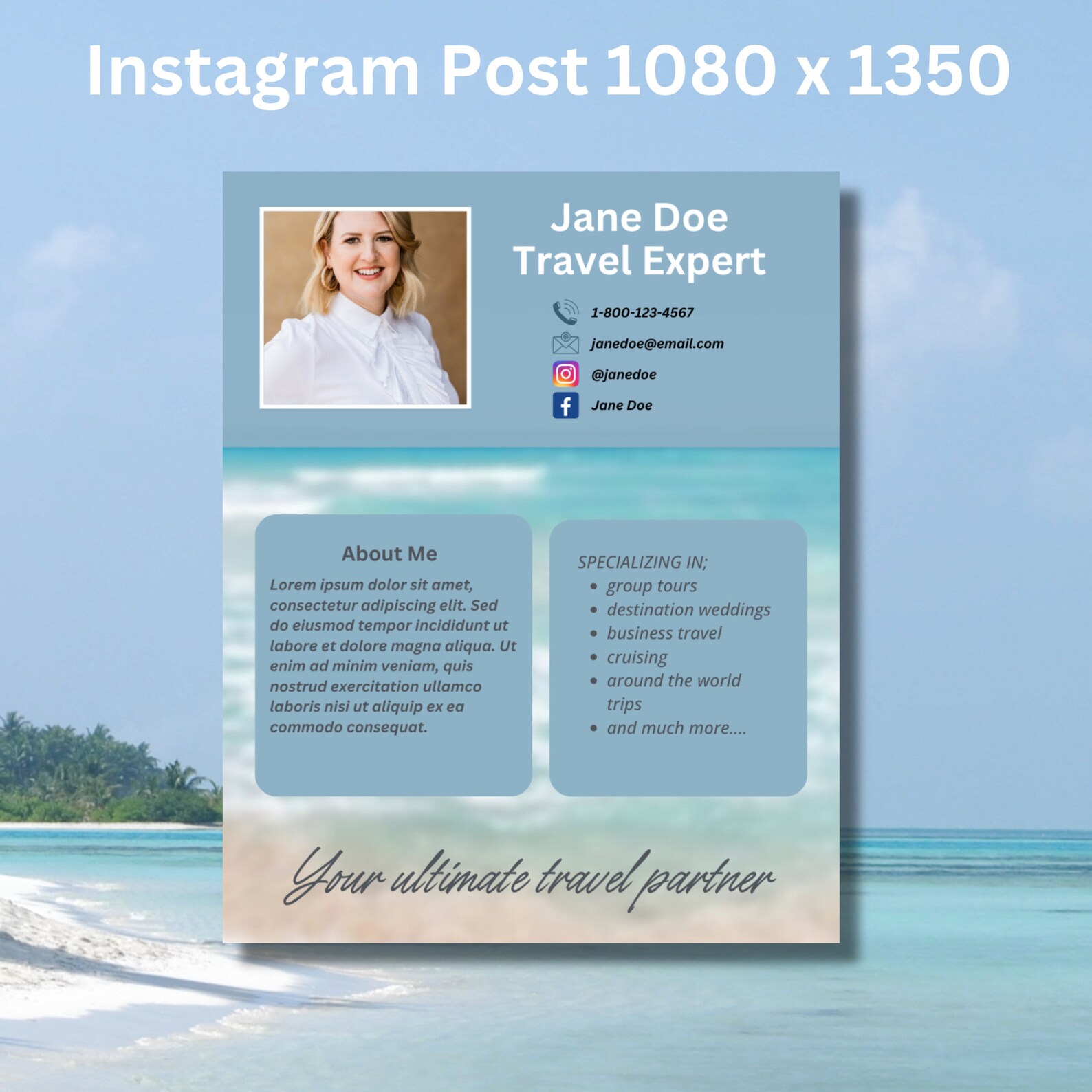 Travel Agent Introduction Flyer Template, New Travel Agency Instagram ...