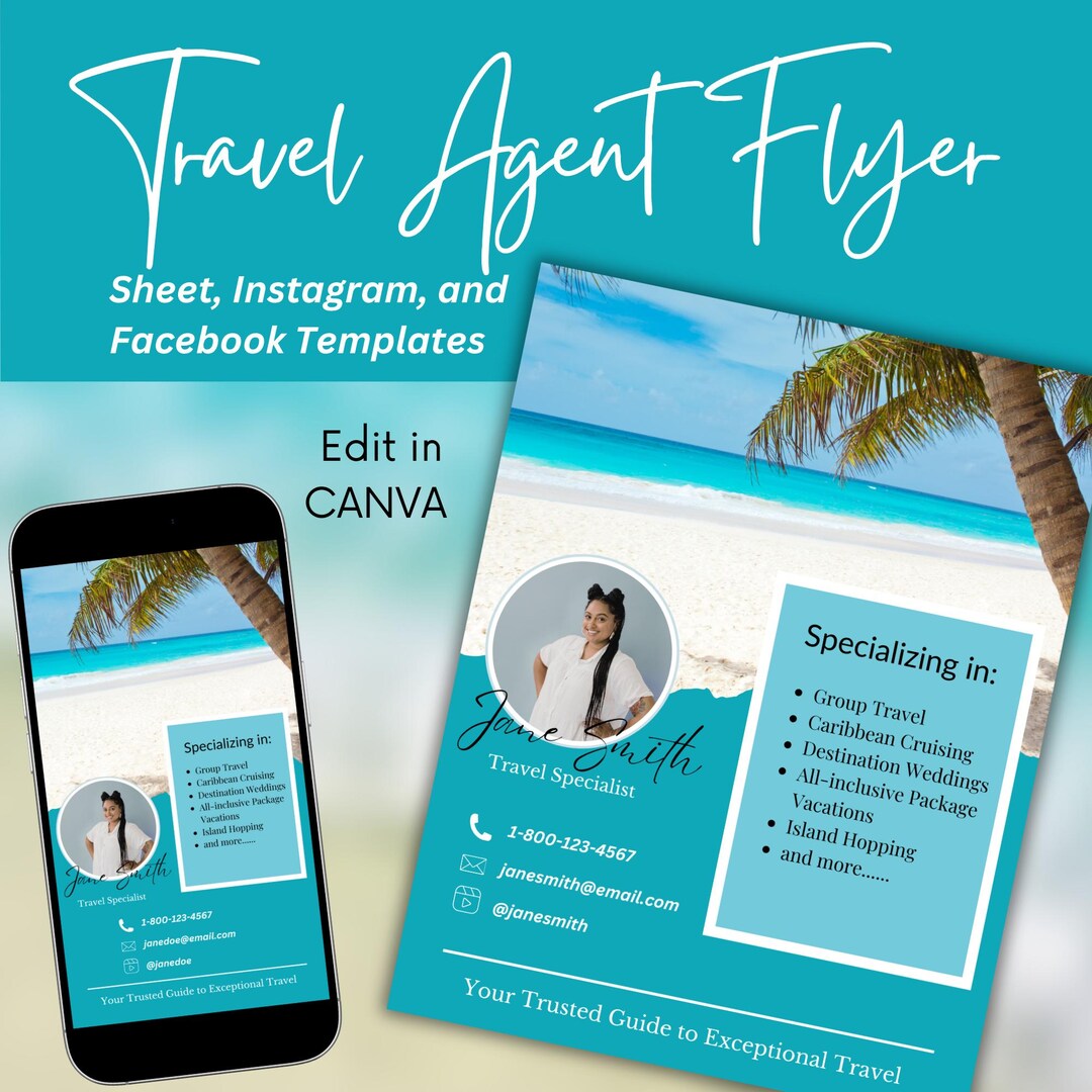Travel Agent Introduction Flyer Canva Template, Travel Agency Instagram ...
