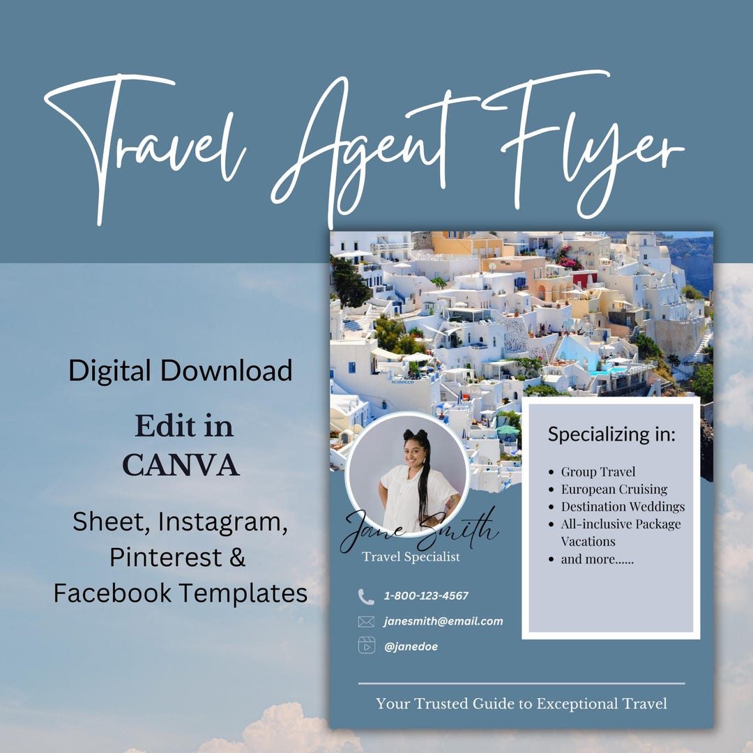 Travel Agent Introduction Flyer Template, Travel Agency Instagram and ...