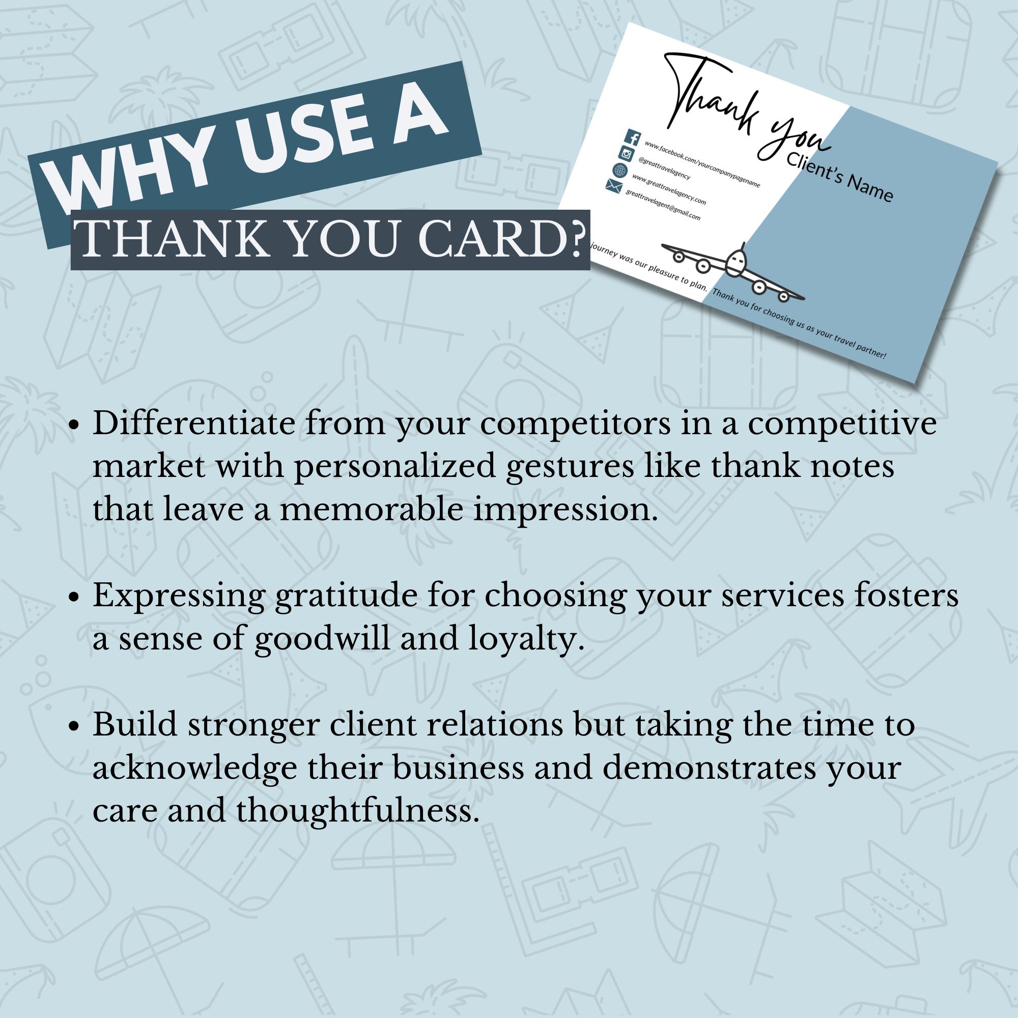 Travel Agent Thank You Card, Travel Advisor Digital and Printable Thank ...