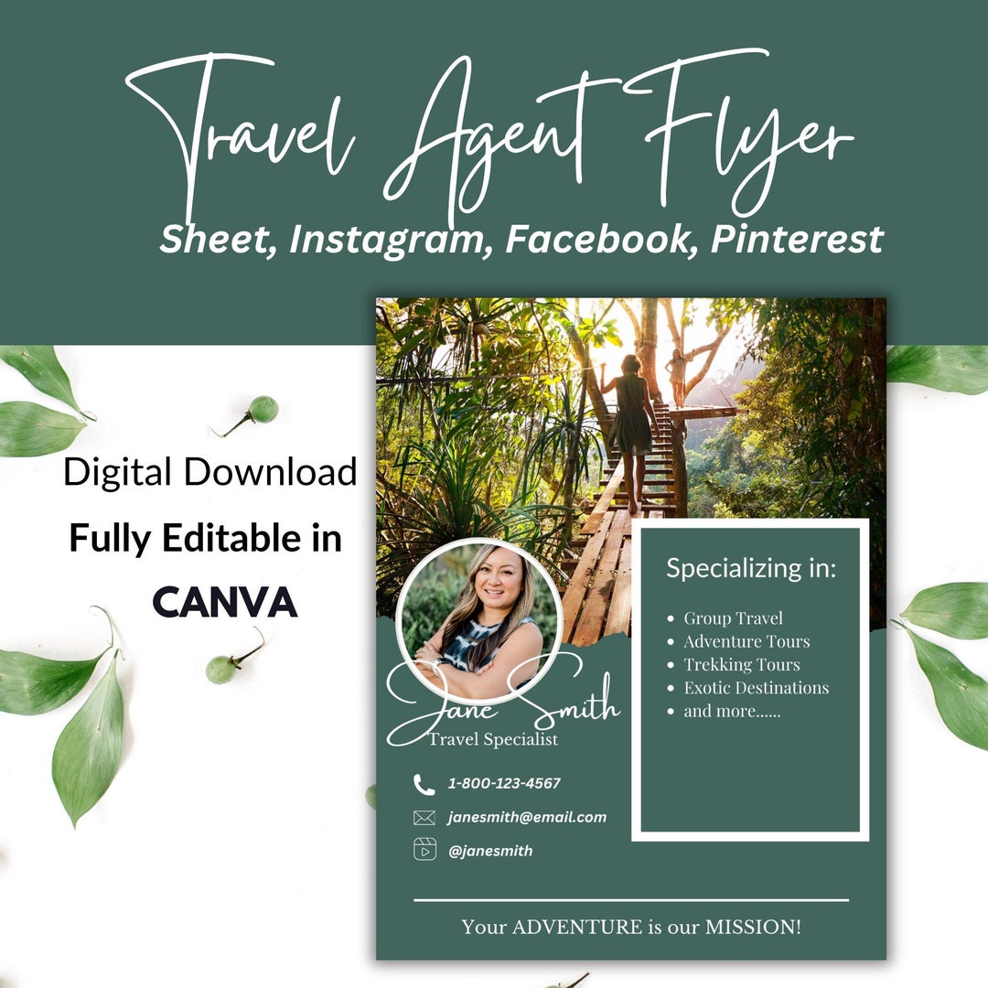 Travel Agent Introduction Flyer Template, Travel Agency Instagram and ...