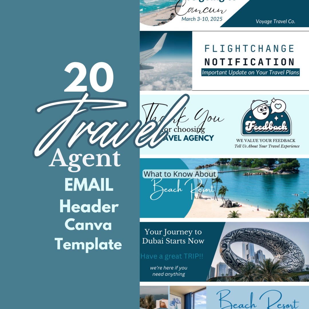 Travel Agent Email Headers Banners, Travel Agency Marketing, Editable ...