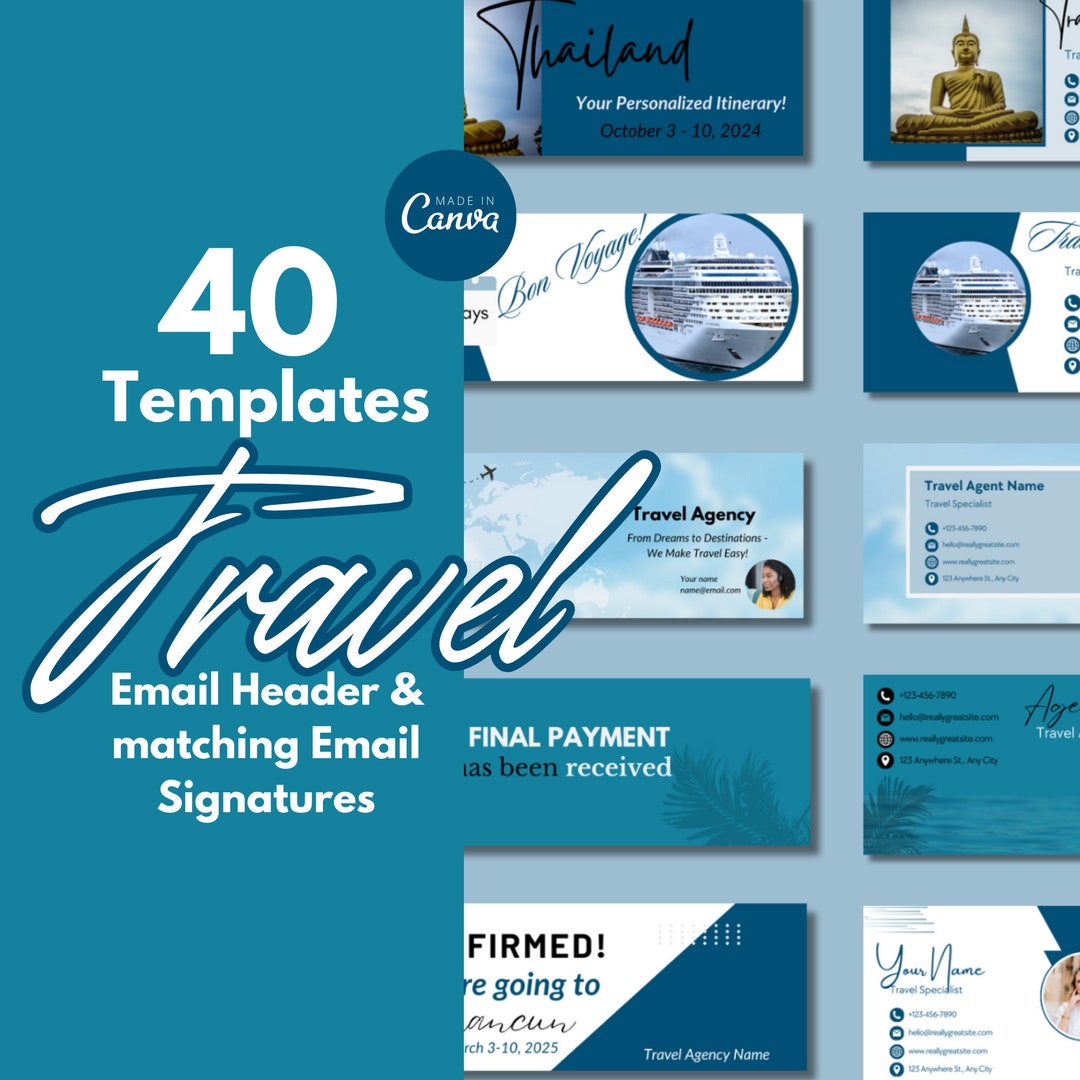 Travel Agent Email Header Banners, Matching Email Signature Canva ...
