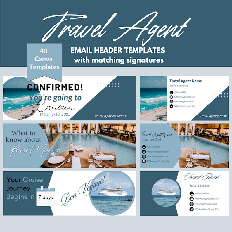 Travel Agent Email Header Banners, Matching Email Signature Canva ...