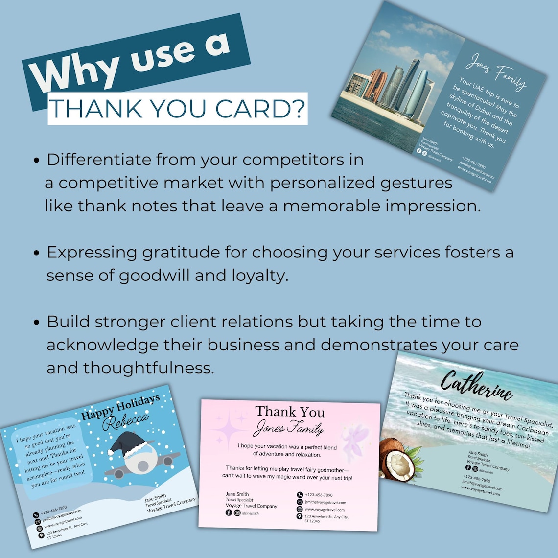 Travel Agent Client Thank You Card Variety Pack, Client Appreciation ...