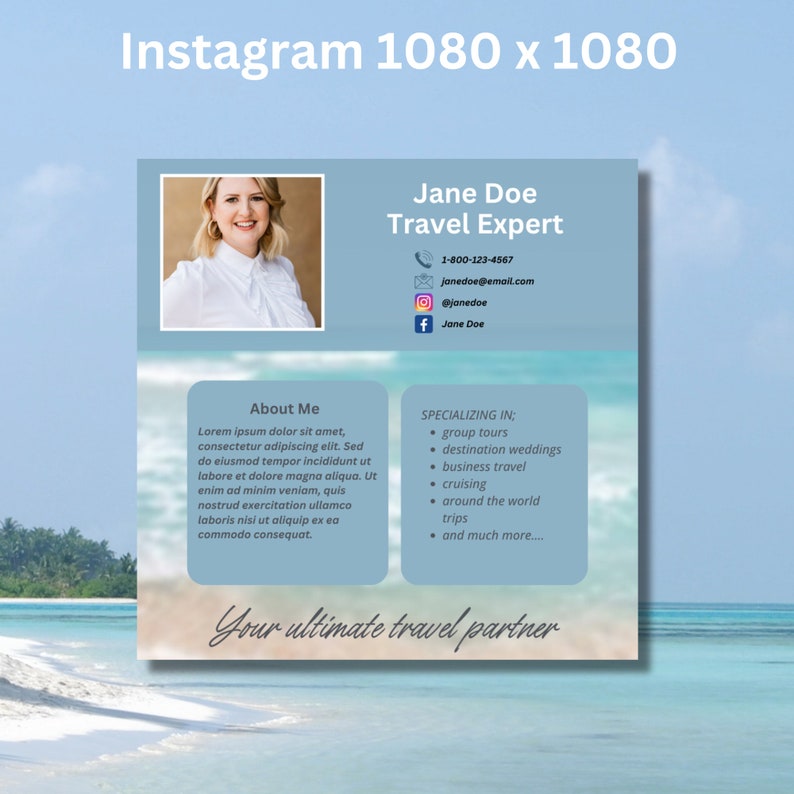 Travel Agent Introduction Flyer Template, New Travel Agency Instagram ...