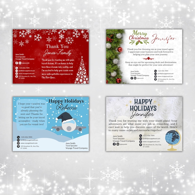 Travel Agent Christmas and Holiday Season Client Thank You Cards ...