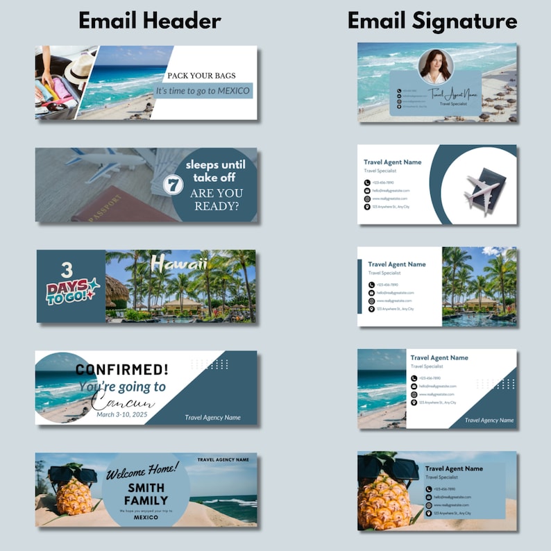 Travel Agent Email Header Banners, Matching Email Signature Canva ...