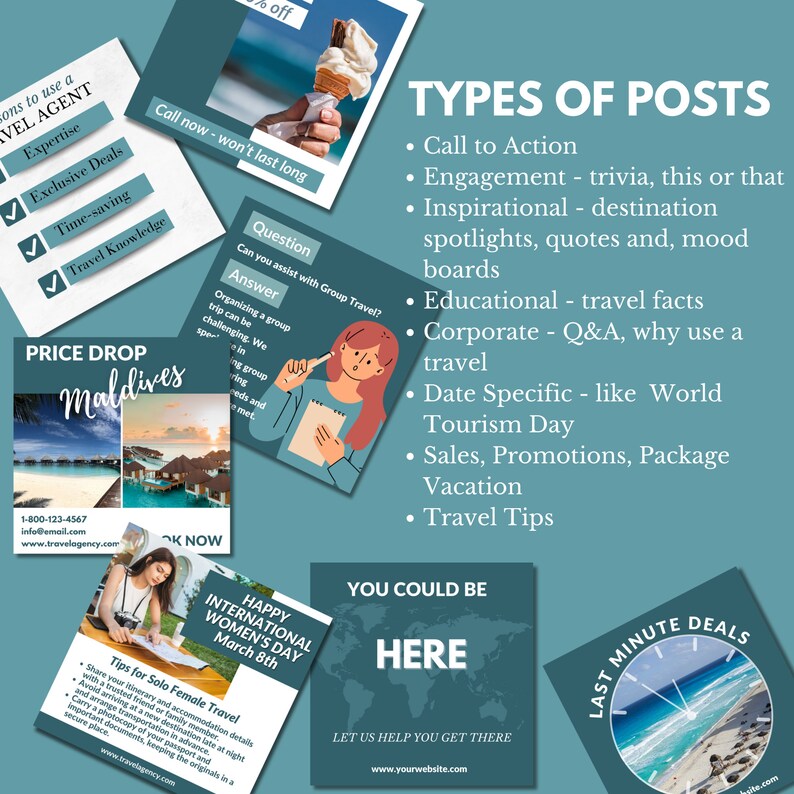 Travel Agent Instagram Template, Travel Social Media Posts, Travel ...