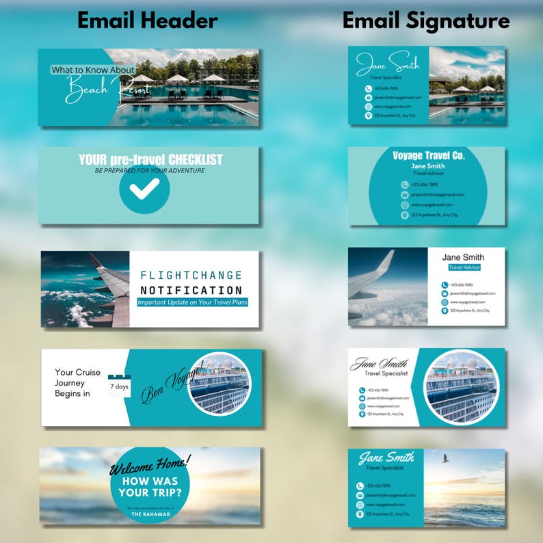 Travel Agent Email Header Banners and Matching Email Signature, Email ...