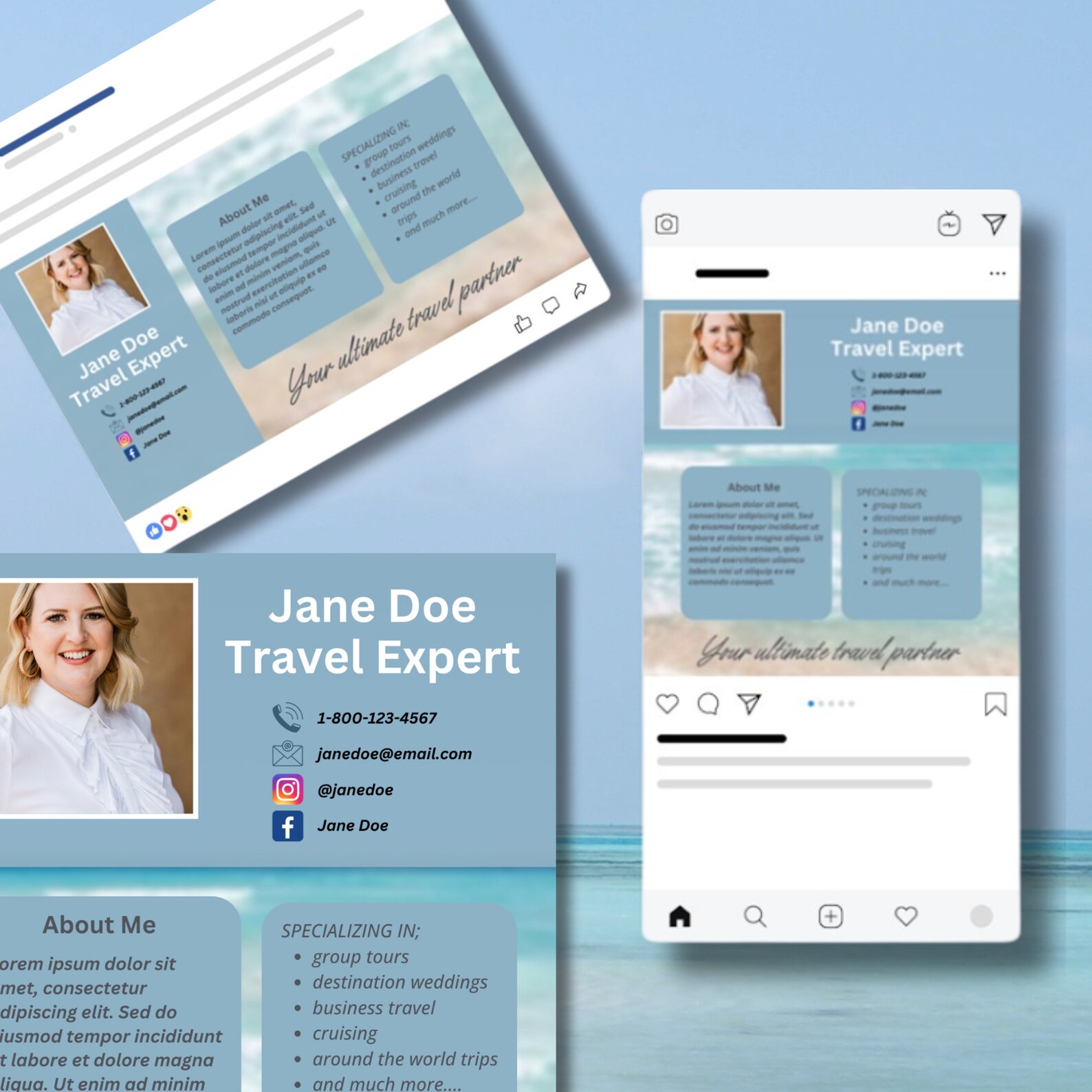 Travel Agent Introduction Flyer Template, New Travel Agency Instagram ...