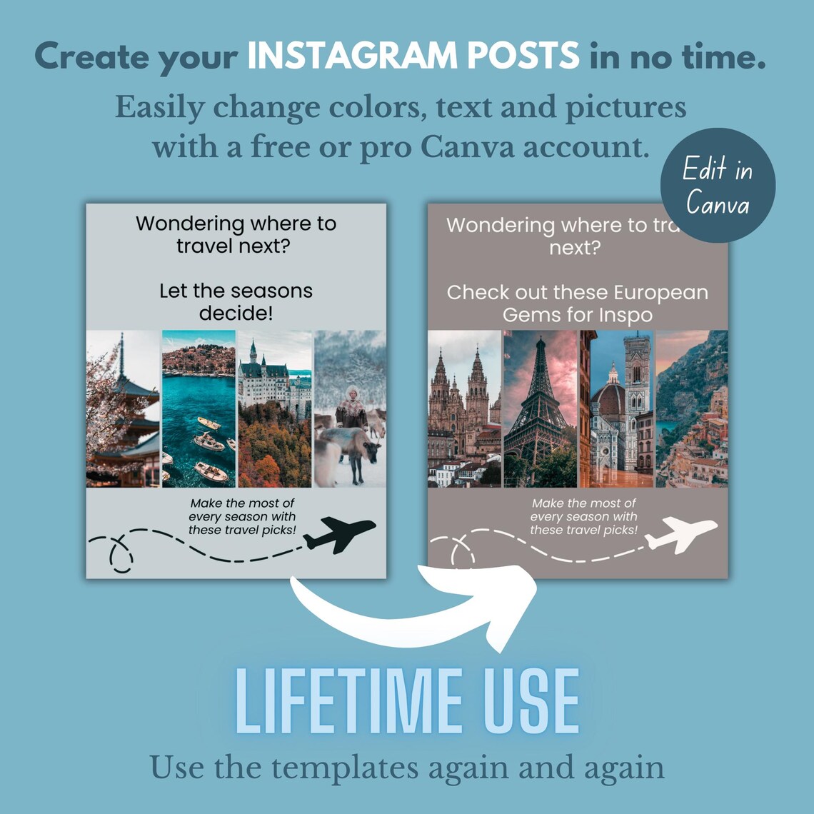 Travel Agent Instagram Carousel, Travel Social Media Content, Edit in ...