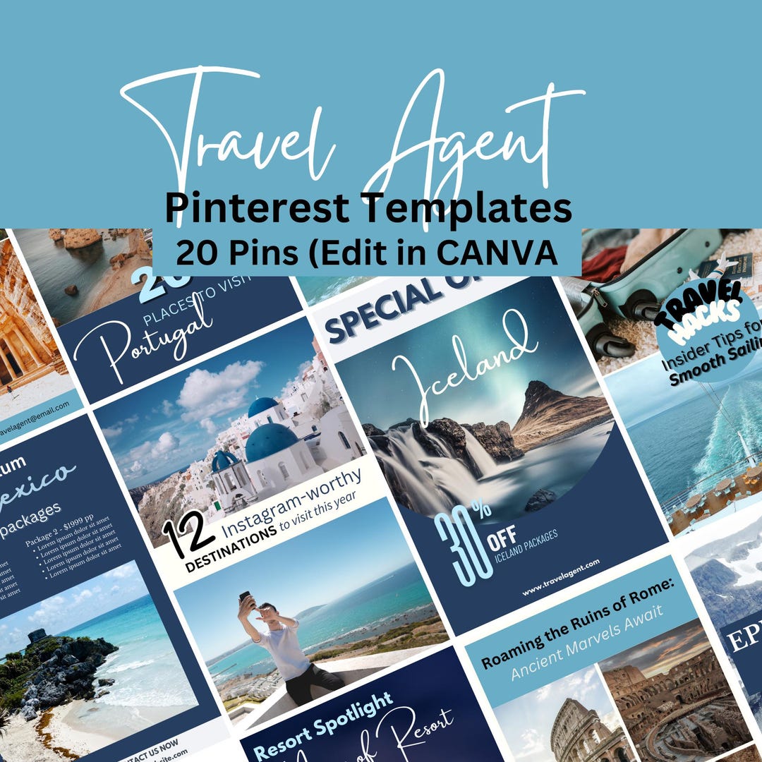 Travel Agent Pinterest Pin Template, Travel Agency Marketing Pins ...