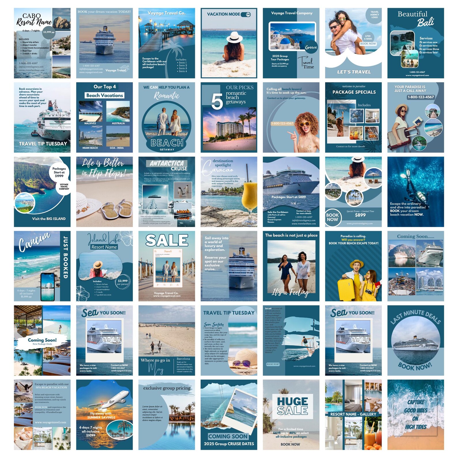 Travel Agent Social Media Template Bundle, Travel Marketing, Travel ...