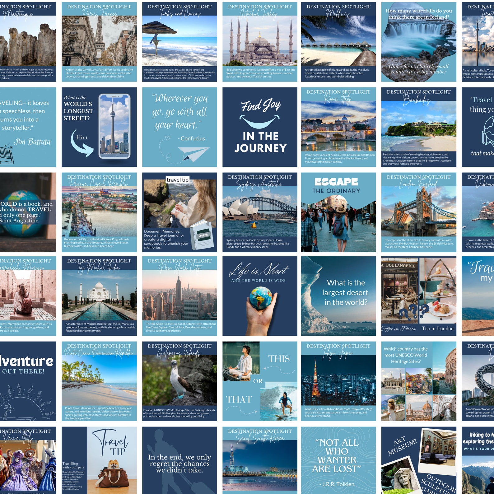 Travel Instagram Posts, Done for You Content Social Media Template ...