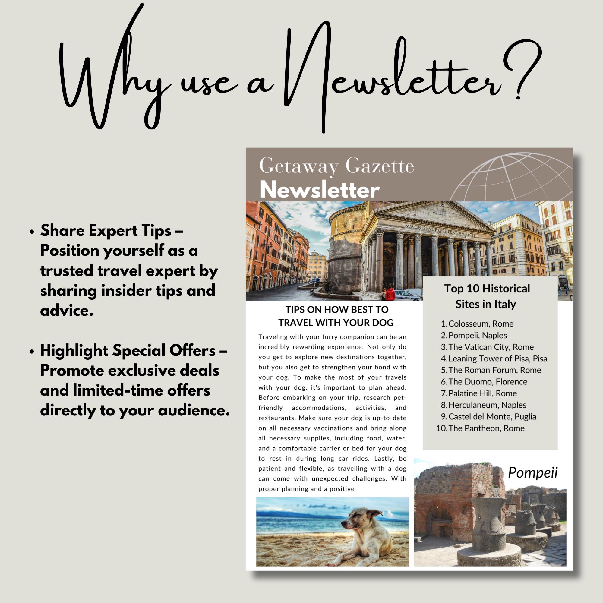 Travel Agent Newsletter Template, Travel Agency Marketing Content ...