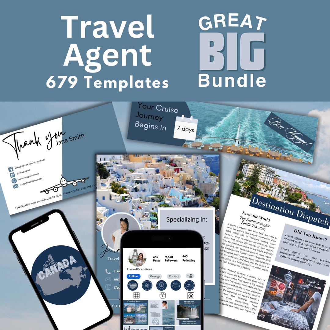Travel Agent Template Bundle, Social Media Content, Email Header ...