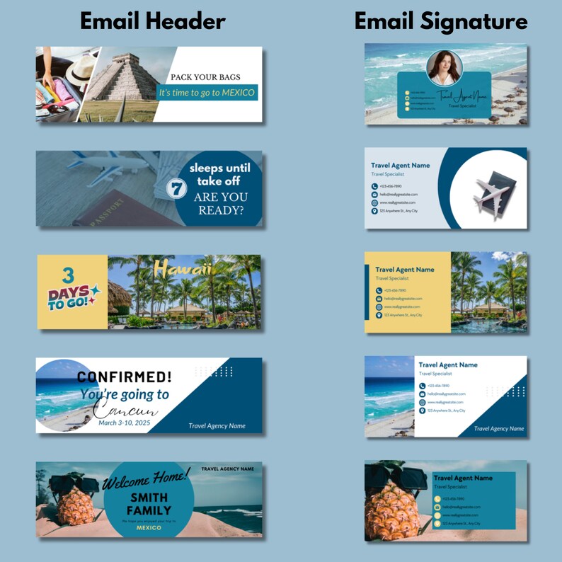 Travel Agent Email Header Banners, Matching Email Signature Canva ...