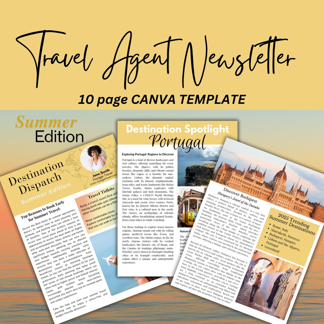 Travel Agent Newsletter Canva Template, Travel Agency Marketing Email ...