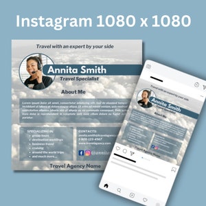 Travel Agent Introduction Flyer Canva Template, Travel Agency Instagram ...