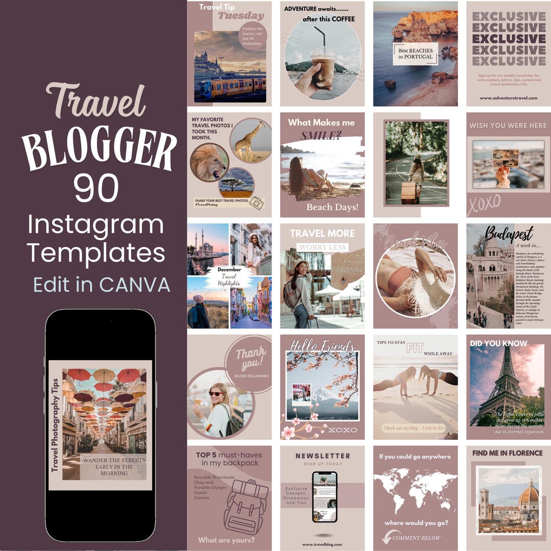 Travel Blogger Instagram Template, Travel Blogger Social Media, Travel ...