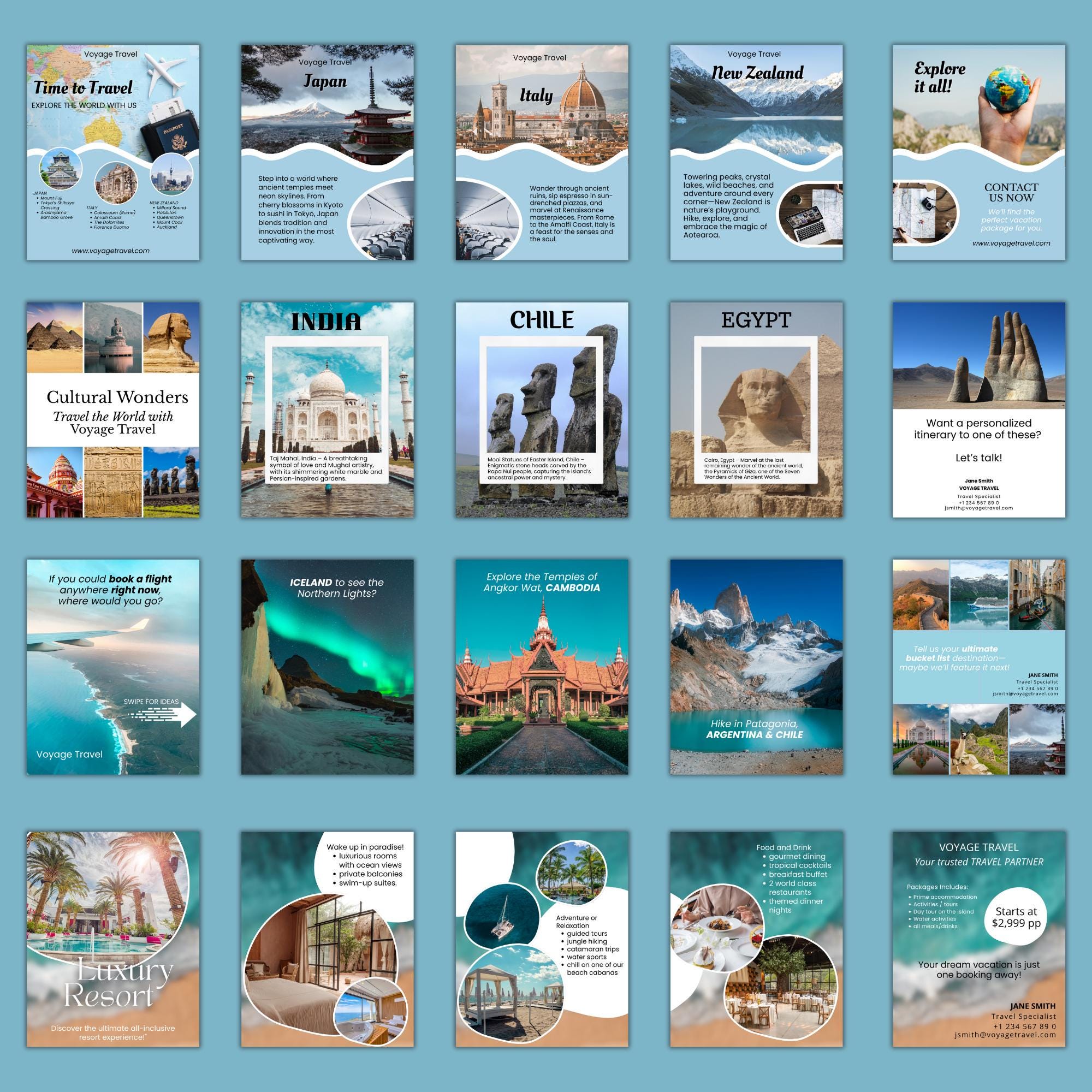 Travel Agent Instagram Carousel, Travel Social Media Content, Edit in ...