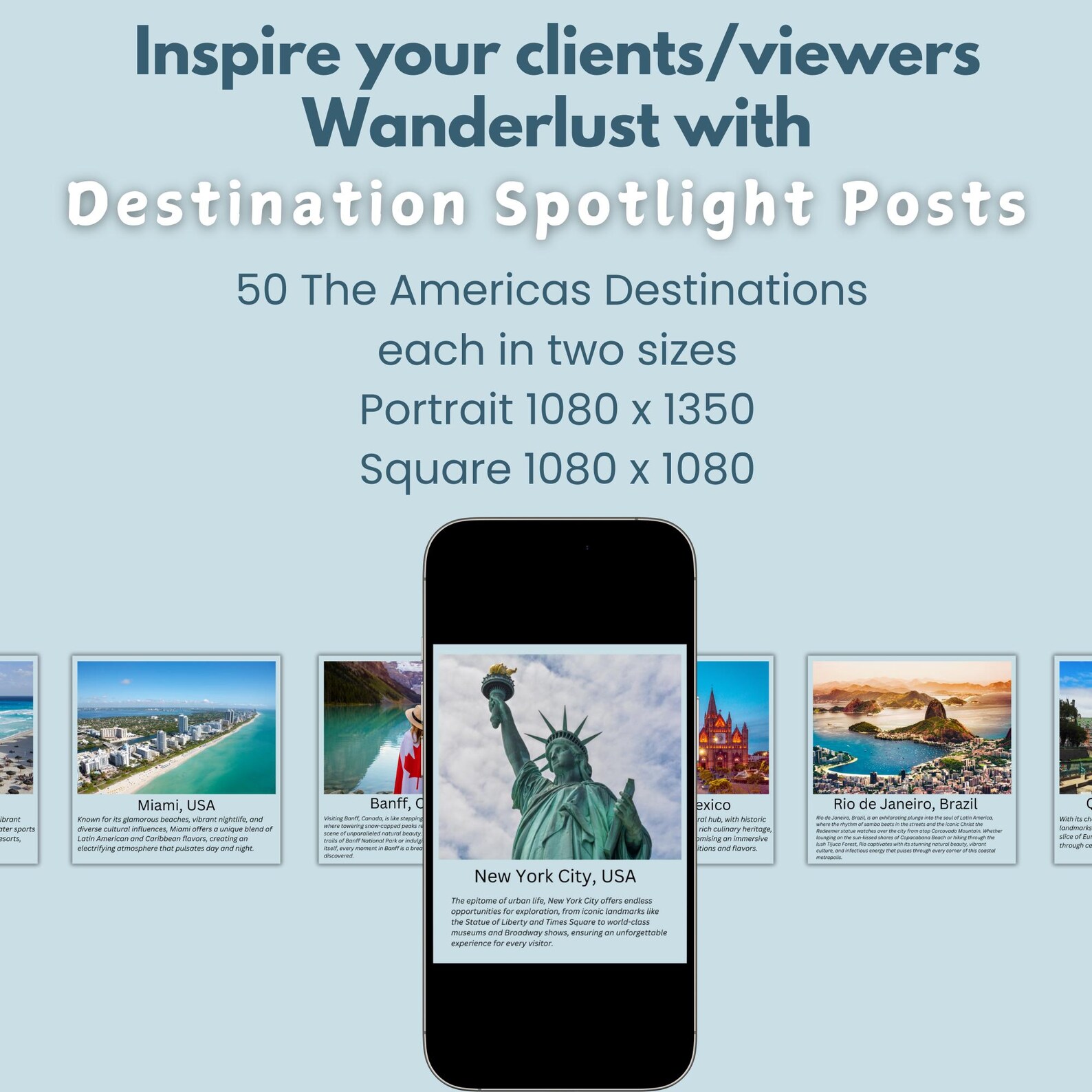 Travel Agent Blogger Instagram Template, Social Media Done for You ...