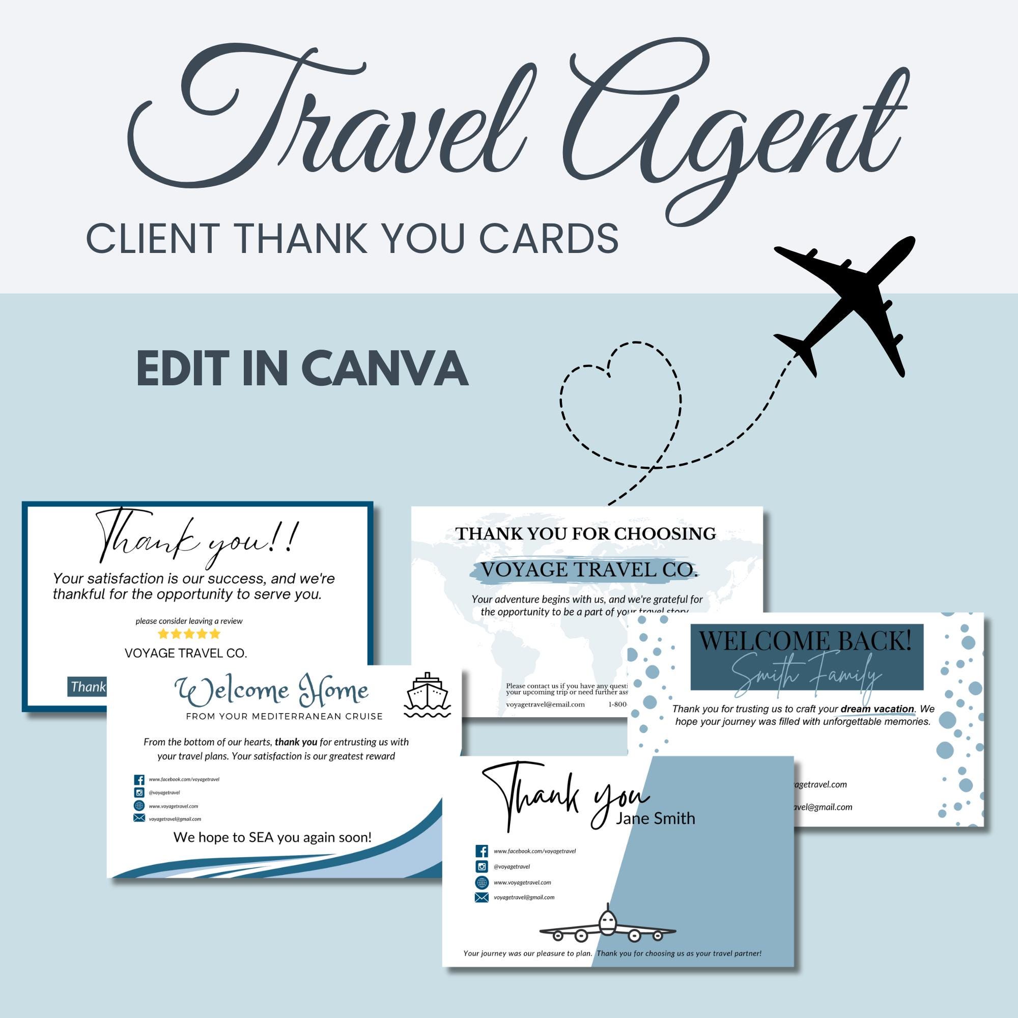 Travel Agent Thank You Card, Travel Advisor Digital and Printable Thank ...