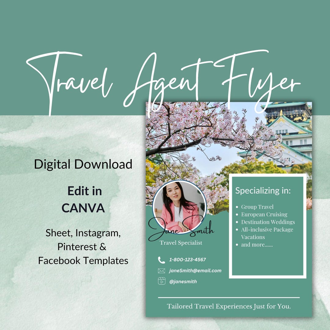 Travel Agent Introduction Flyer Template, Travel Agency Instagram and ...