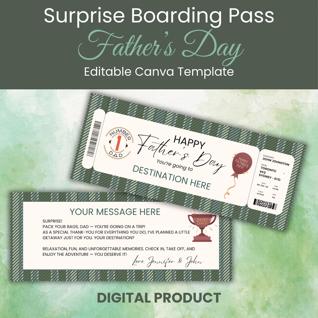 Editable Surprise Trip Boarding Pass Template, Fake Plane Ticket for ...