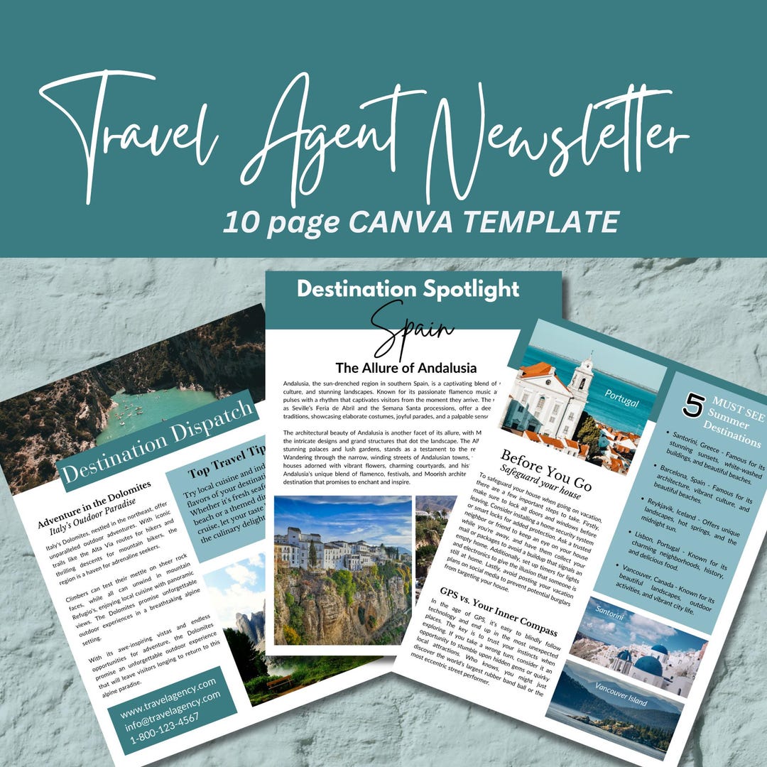 Travel Agent Newsletter Template, Travel Agency Marketing Content ...
