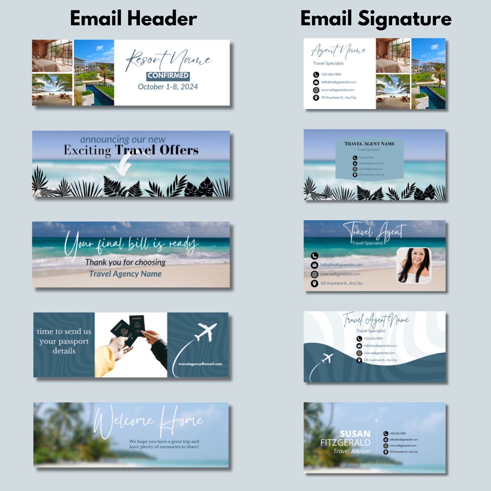 Travel Agent Email Header Banners, Matching Email Signature Canva ...