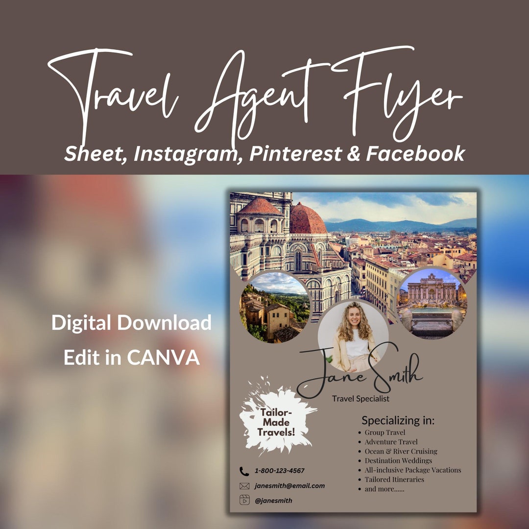 Travel Agent Introduction Flyer Template, Travel Agency Instagram and ...