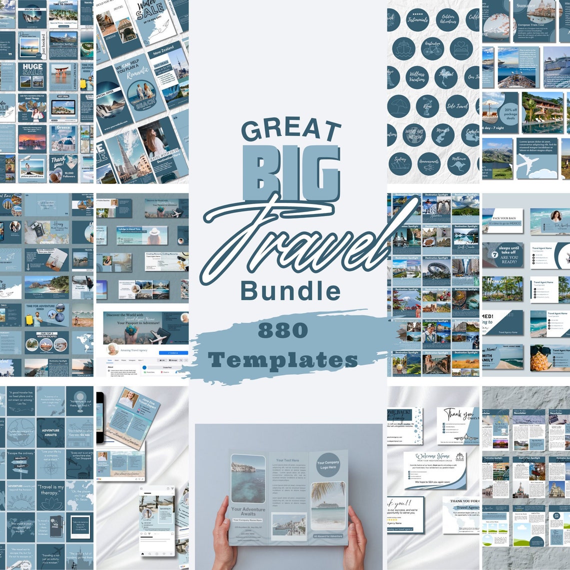 Travel Agent Template Bundle, Social Media Content, Email Header ...