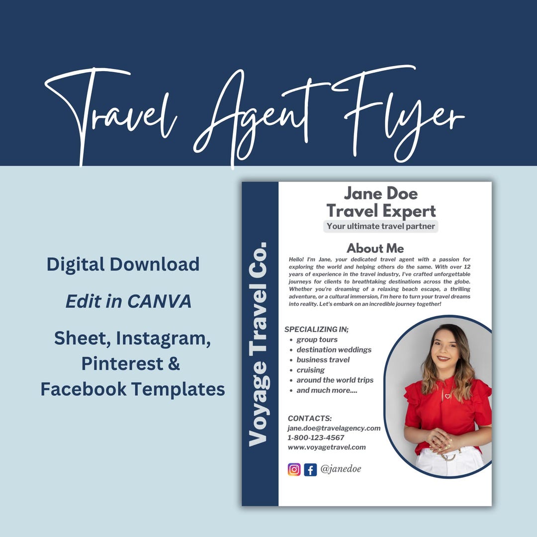 Travel Agent Introduction Flyer Template, Travel Agency Instagram and ...