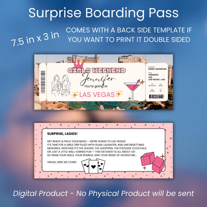 Editable Surprise Trip Boarding Pass Template for Girls Trip, Fake ...