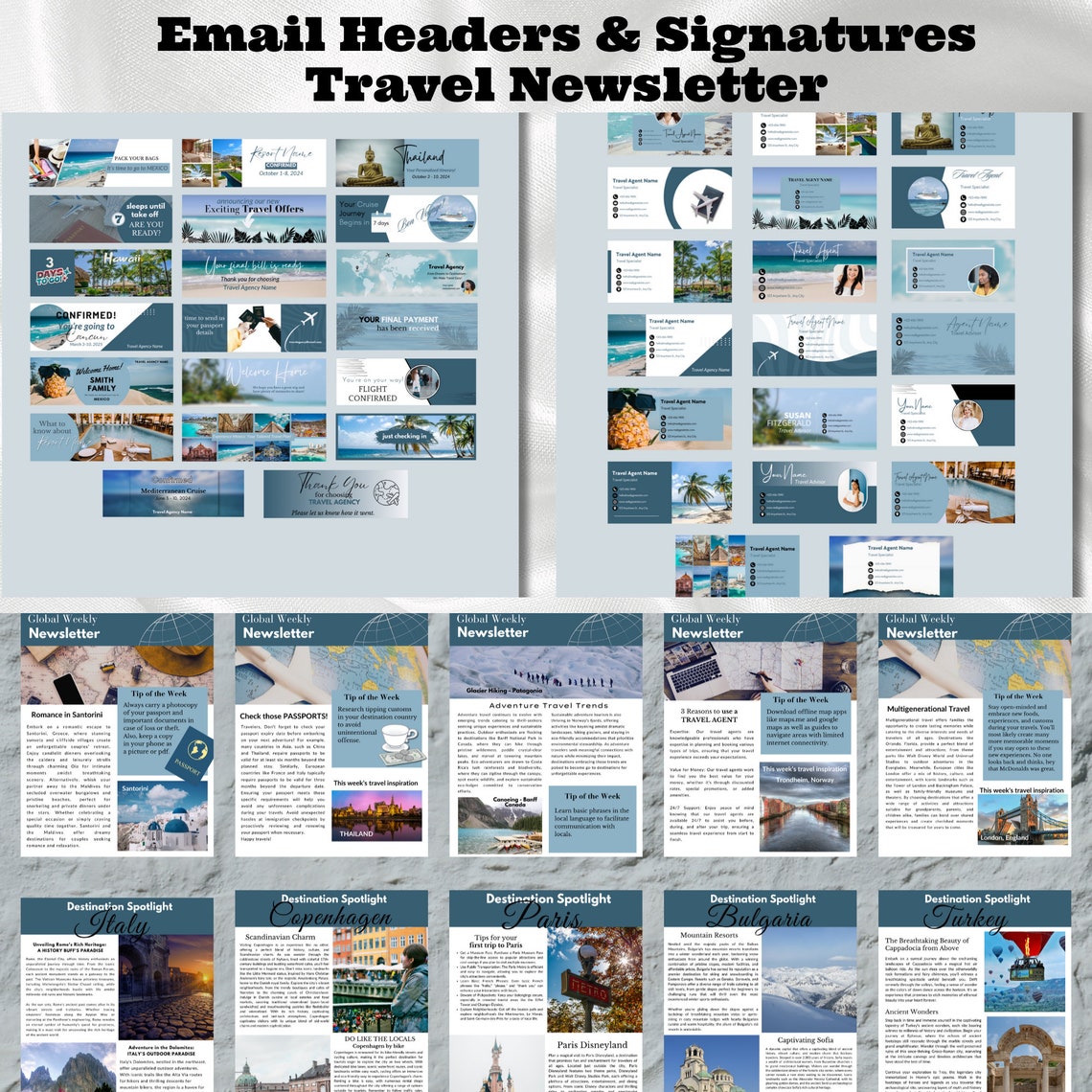Travel Agent Template Bundle, Social Media Content, Email Header ...