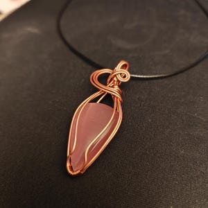 Pink Cat's Eye Wire Wrapped Pendant, Handmade Copper Jewelry - Etsy