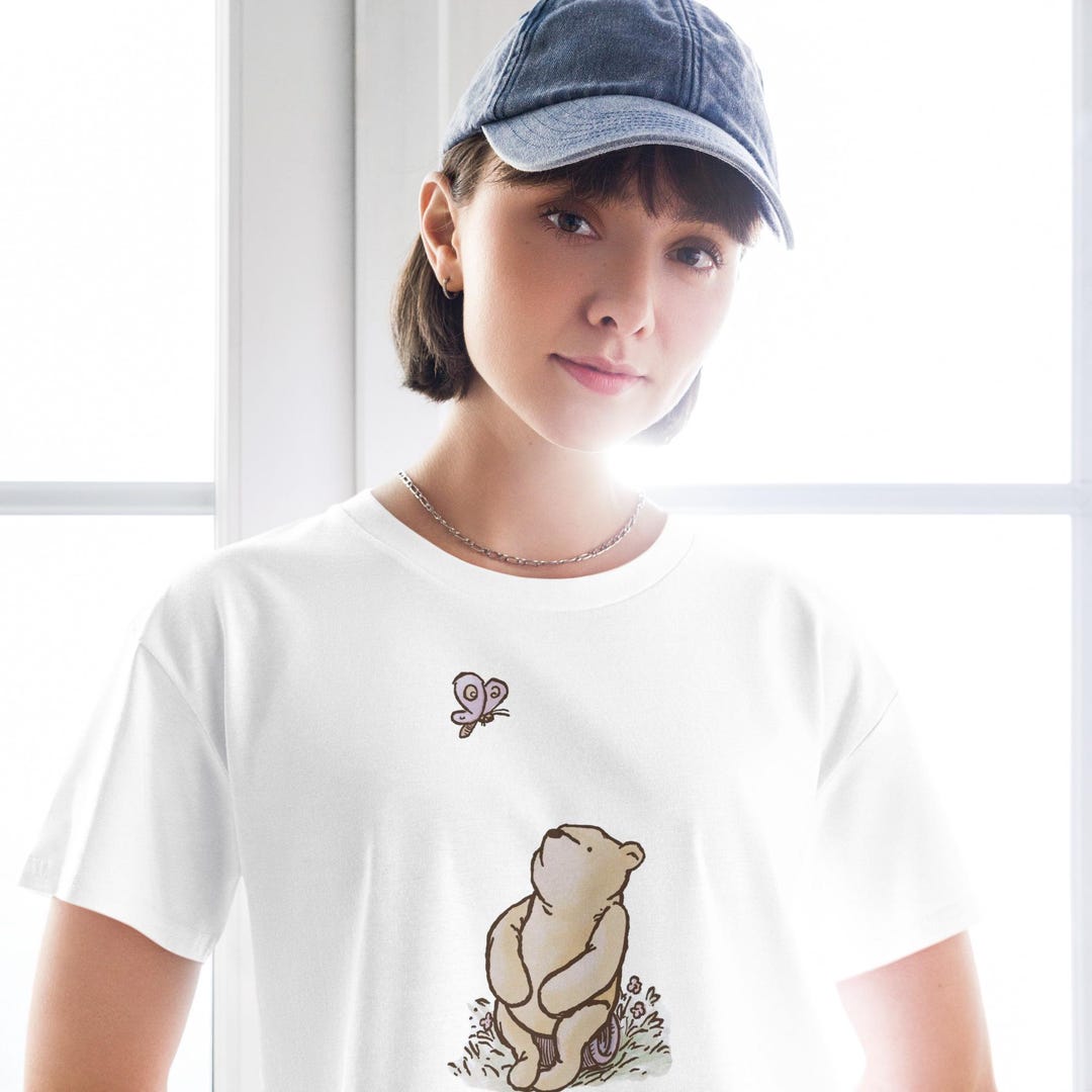 Winnie the Pooh Watching a Butterfly Women's Cropped Tee - Etsy