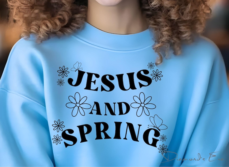 Jesus and Spring Flowers SVG PNG: Christian Easter Design (digital ...