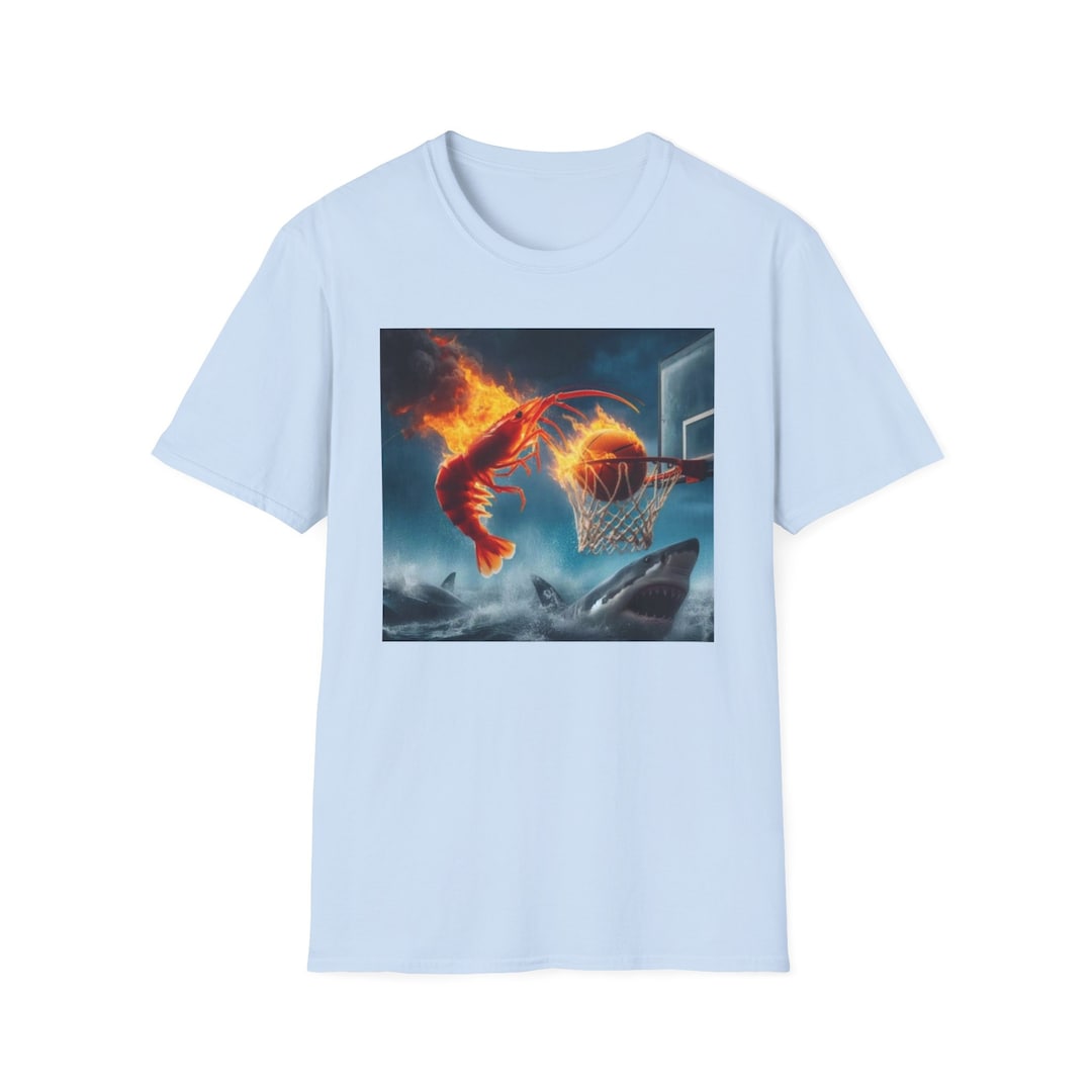 AI Shrimp Dunking on Shark Funny AI Image Marine Biologist Shirt Gift ...