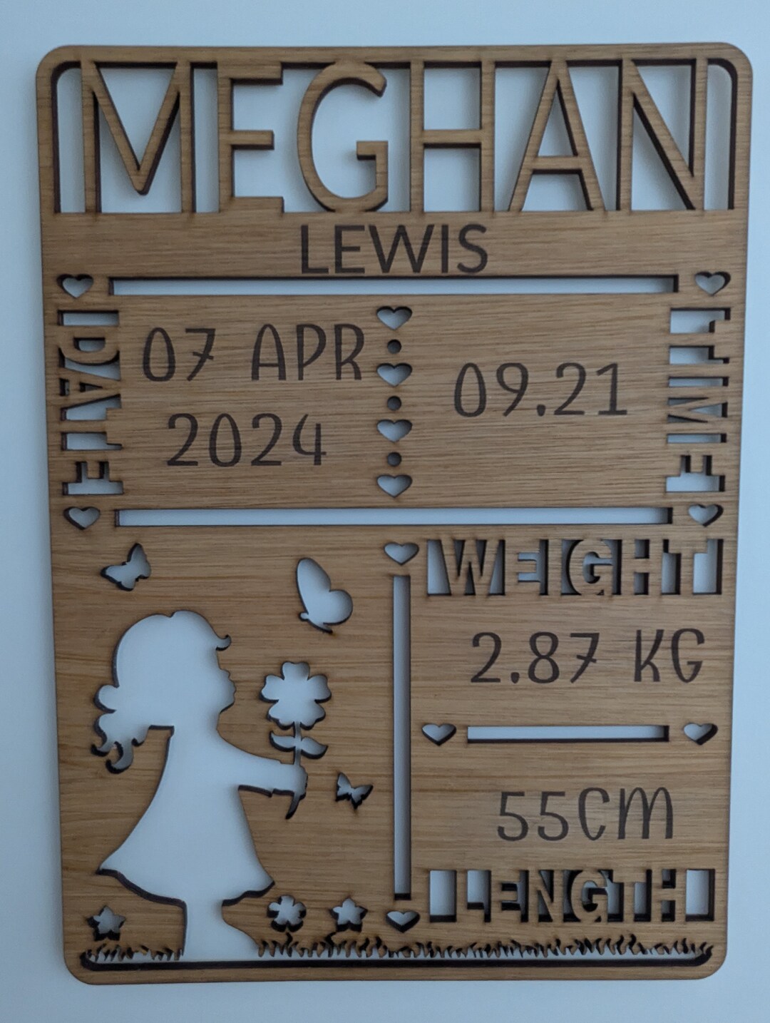 Personalised - Birth Stat Keepsake Sign – Plaque – Baby Birth ...
