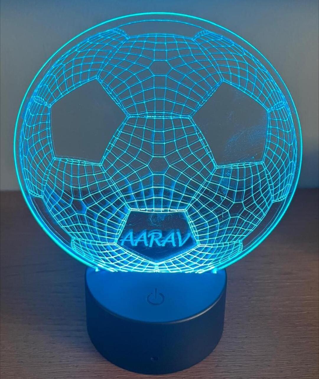 Personalised LED Football Night Light With Base | Footballer Light ...