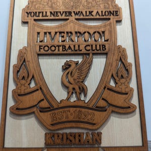 PERSONALISED LIVERPOOL Wooden 3D Plaque - Door/table Plaque, Football ...