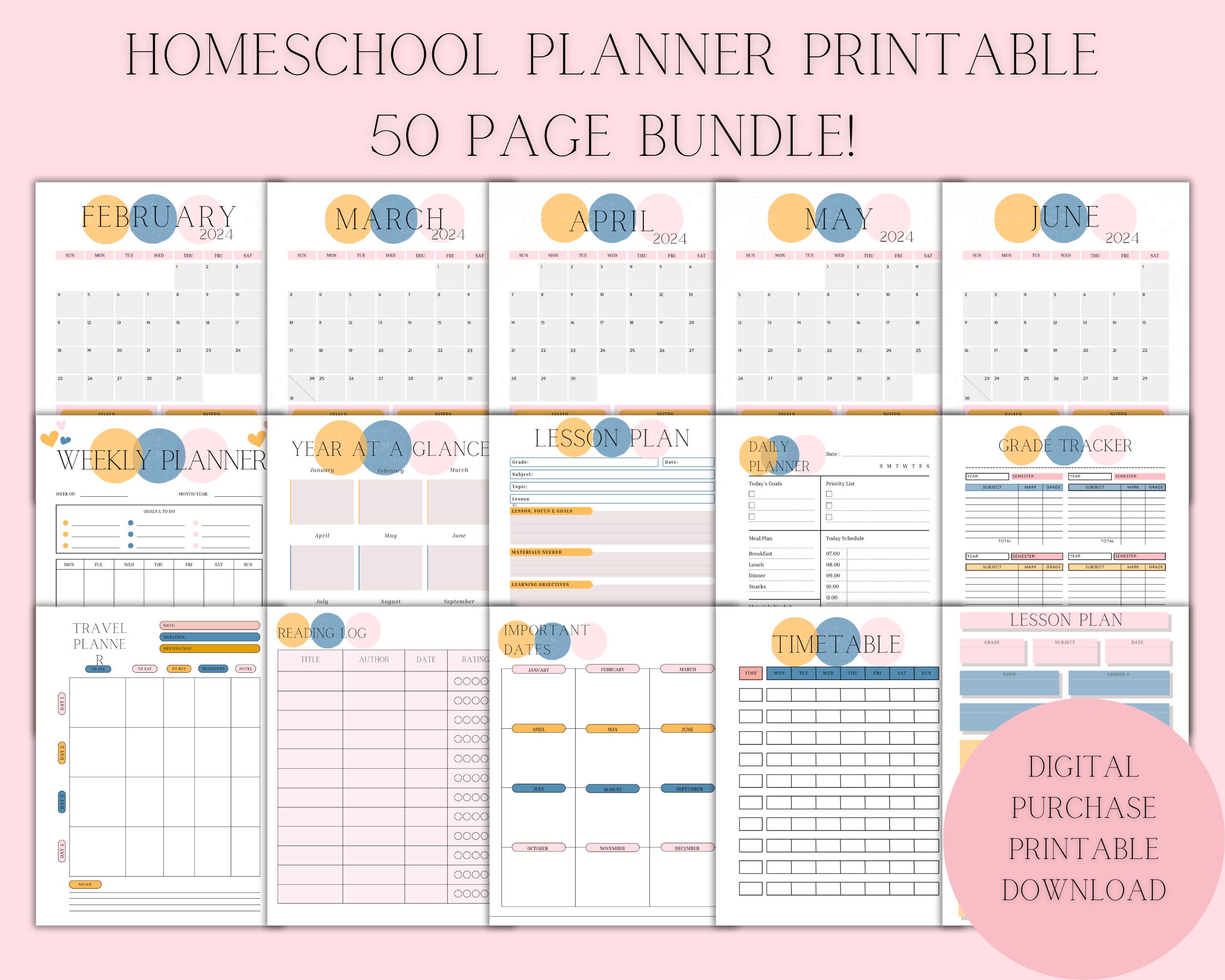 Teacher Planner Printable Bundle, Homeschool Planner High School and ...