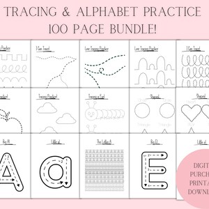Preschool Worksheets Bundle Printable, Tracing and Alphabet Practice ...