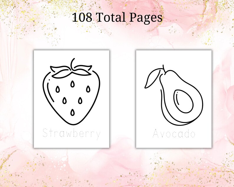 Coloring Sheet Tracing Busy Book Bundle for Kids, Fruit and Vegetables ...